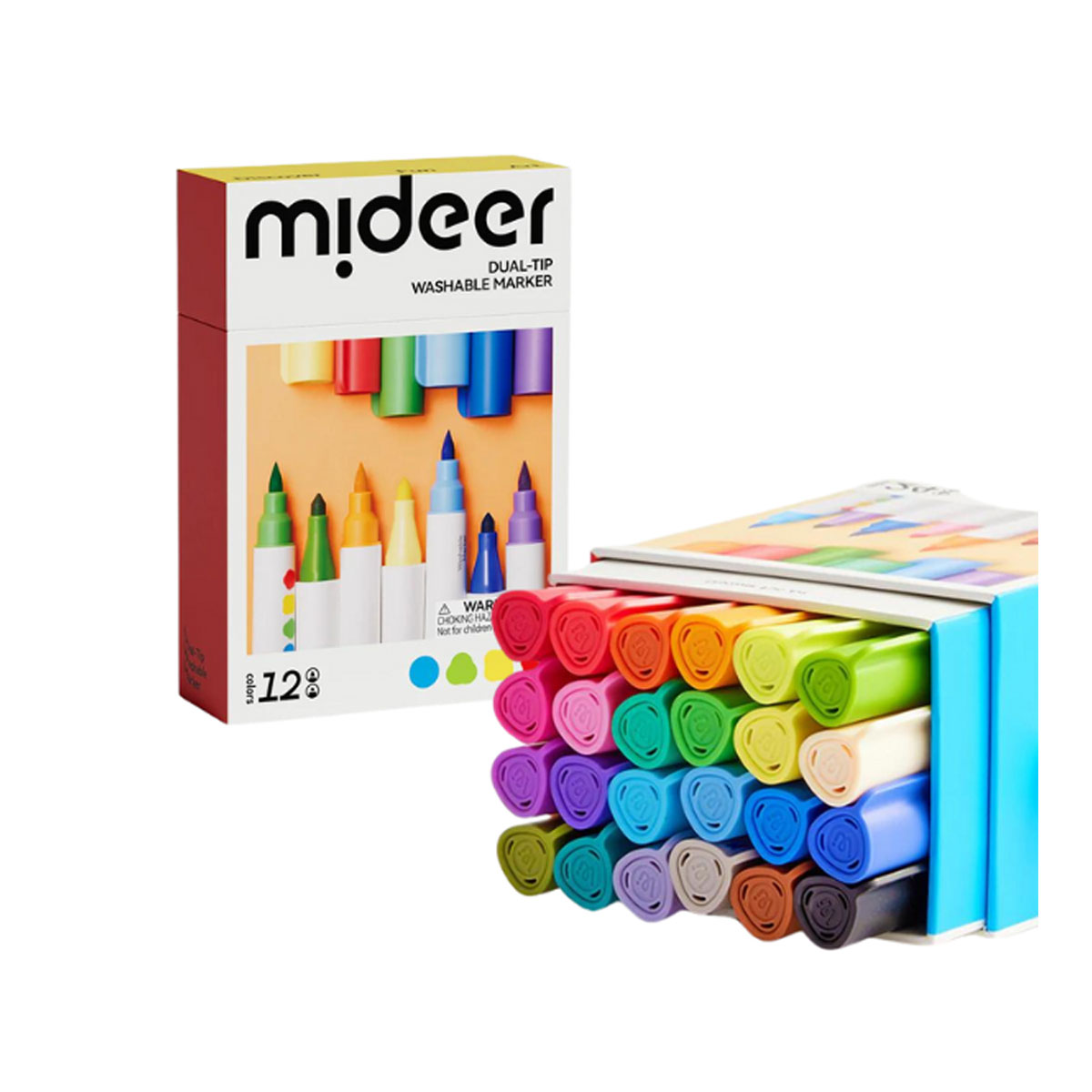 Mideer Fiber Pen Set, Double Sided, Washable, 12 pcs. | Manilla